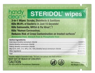 HandyClean Steridol Disinfectant Hard Surfaces Wipes, Individually ...